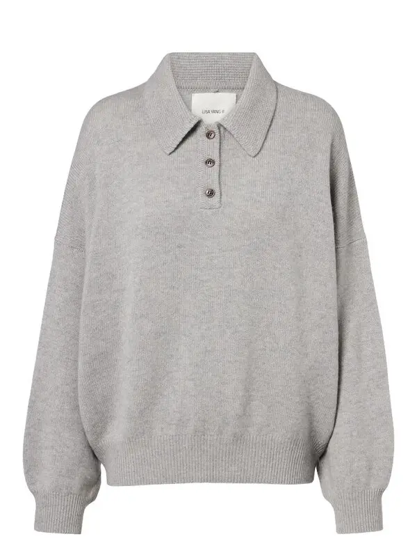 LISA YANG Cashmere Polo Sweater - Grey