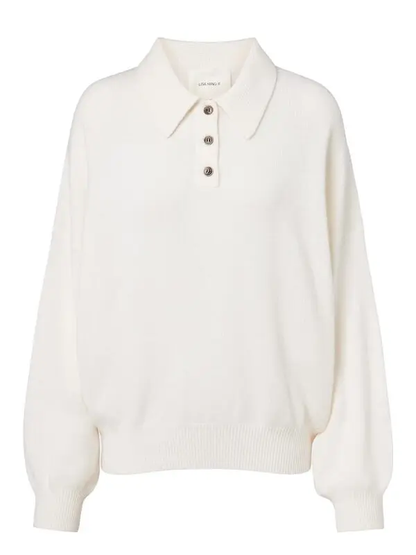 LISA YANG Cashmere Polo Sweater - White