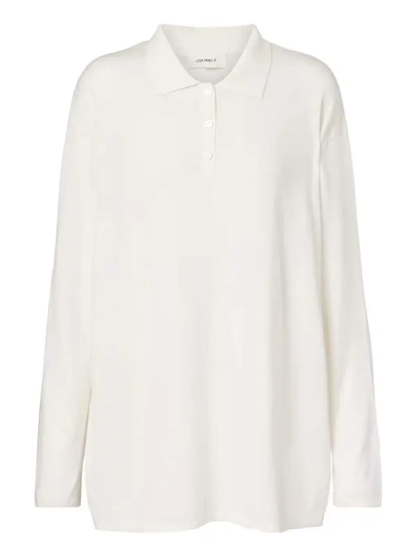 LISA YANG Caisa Cotton And Cashmere Polo Sweater - White