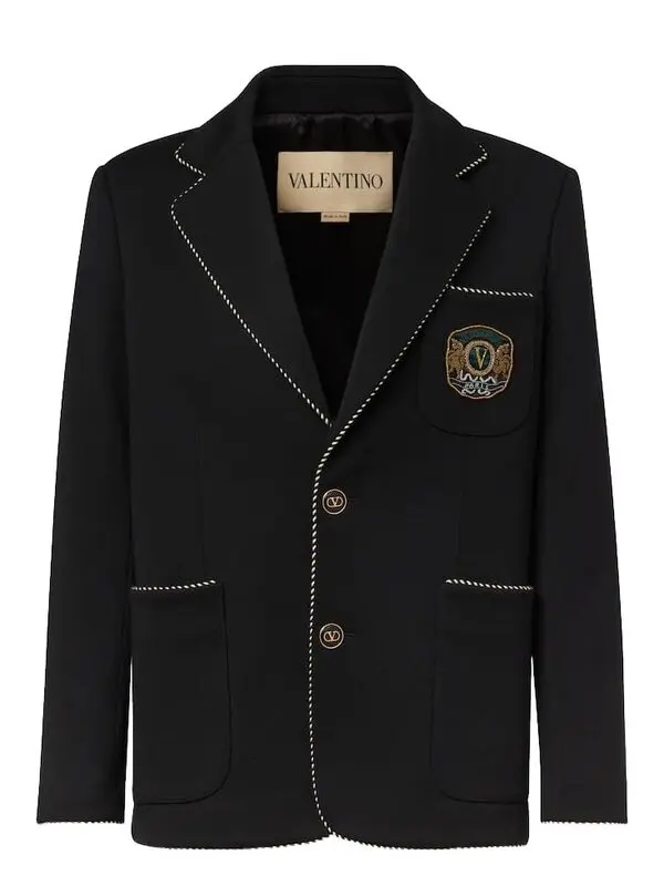 Valentino Garavani Virgin Wool Embroidered Blazer - Black