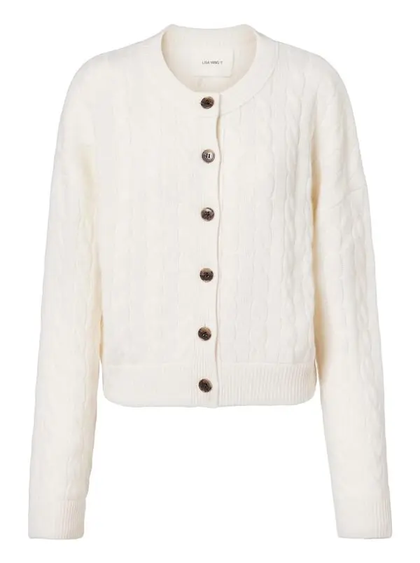 LISA YANG Cassie Cable-knit Cashmere Cardigan - White