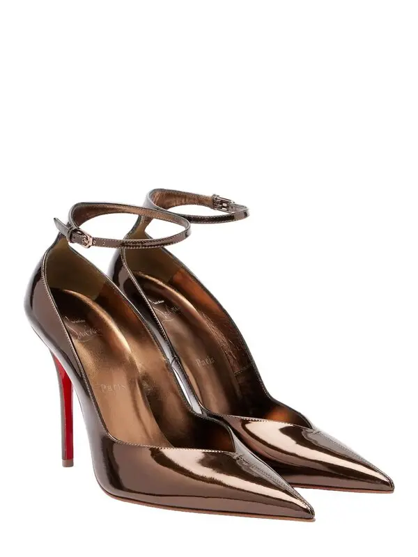 CHRISTIAN LOUBOUTIN Erozee 100 Patent Leather Pumps - Brown