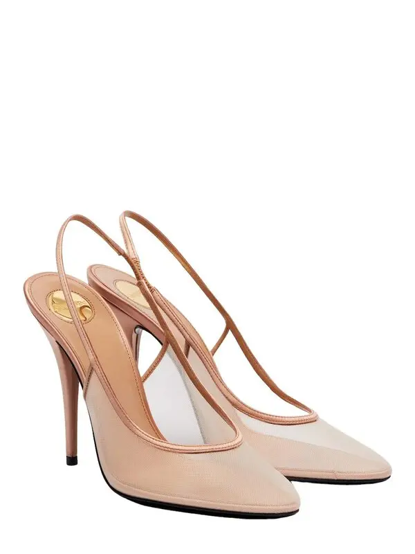 Saint Laurent Anita 110 Mesh Slingback Pumps - Pink