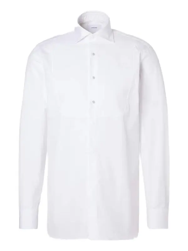 LARDINI Cotton Poplin Tuxedo Shirt - White