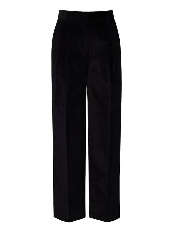 TOTEME Deep Pleat Cotton Corduroy Wide-leg Trousers - Black