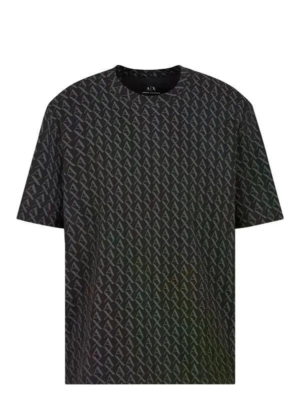 Armani Exchange Monogram-print T-shirt - Black