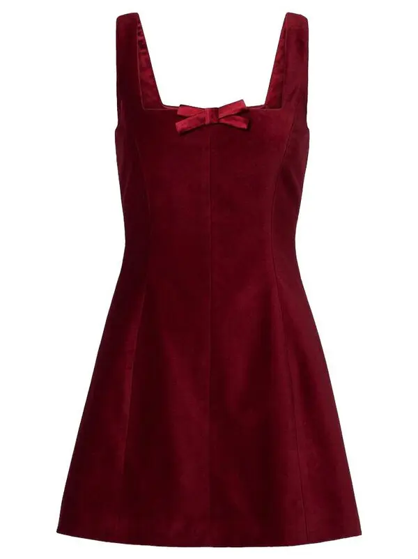 MARKARIAN Brooke Cotton Velvet Minidress - Burgundy