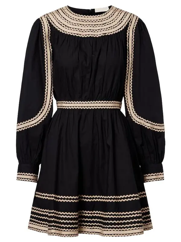 Ulla Johnson Fiora Cotton Poplin Minidress - Black