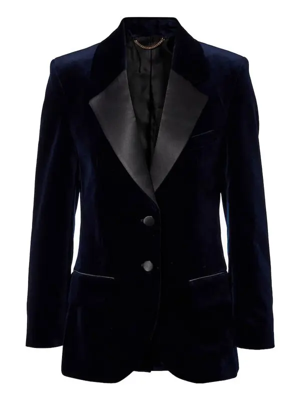 Victoria Beckham Cotton-blend Velvet Blazer - Blue