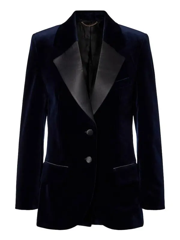 Victoria Beckham Cotton-blend Velvet Blazer - Blue