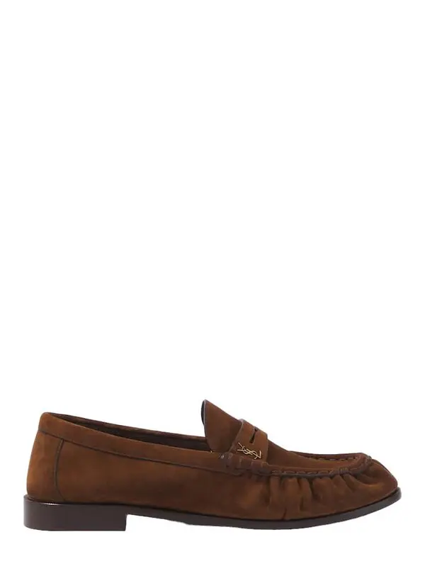 Saint Laurent Le Loafer Cassandre Suede Penny Loafers - Brown