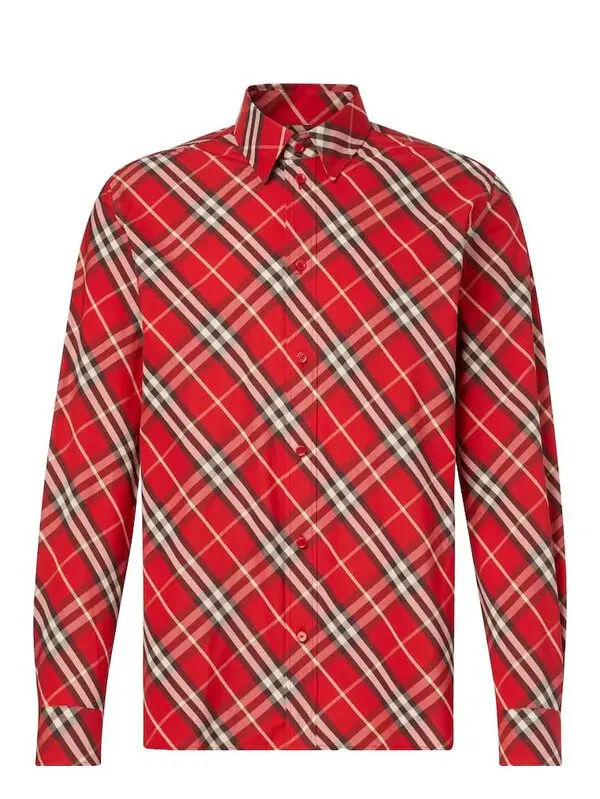 Burberry Checked Cotton Shirt - Red