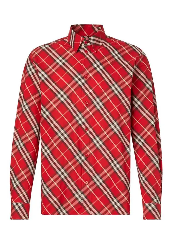 Burberry Checked Cotton Shirt - Red