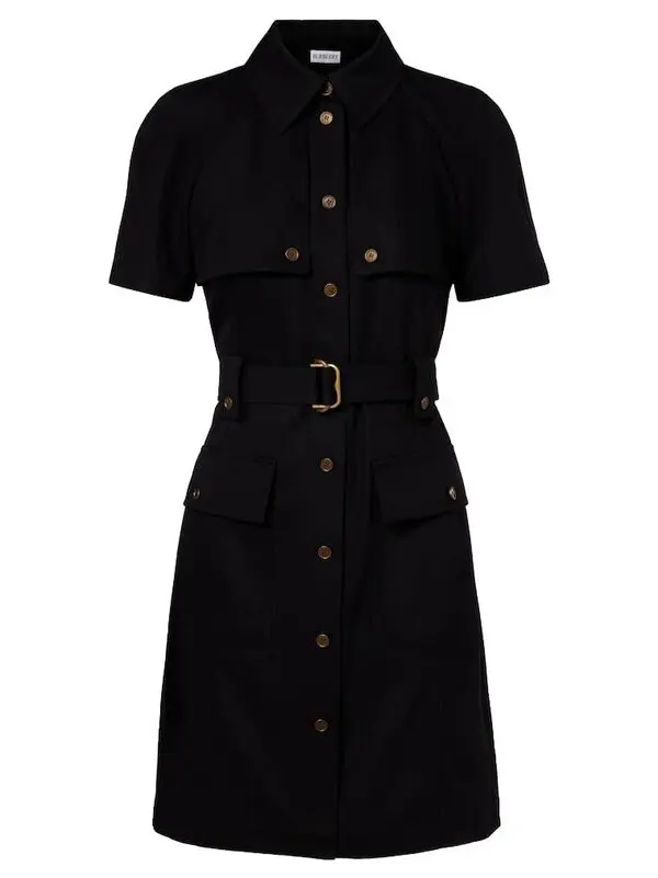 Burberry Belted Wool Shirt Dress - Black