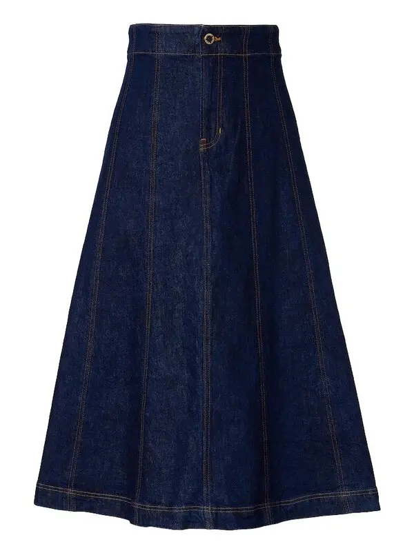 Veronica Beard Alix Denim Midi Skirt - Blue