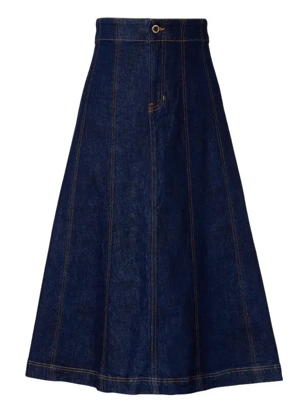 Veronica Beard Alix Denim Midi Skirt - Blue