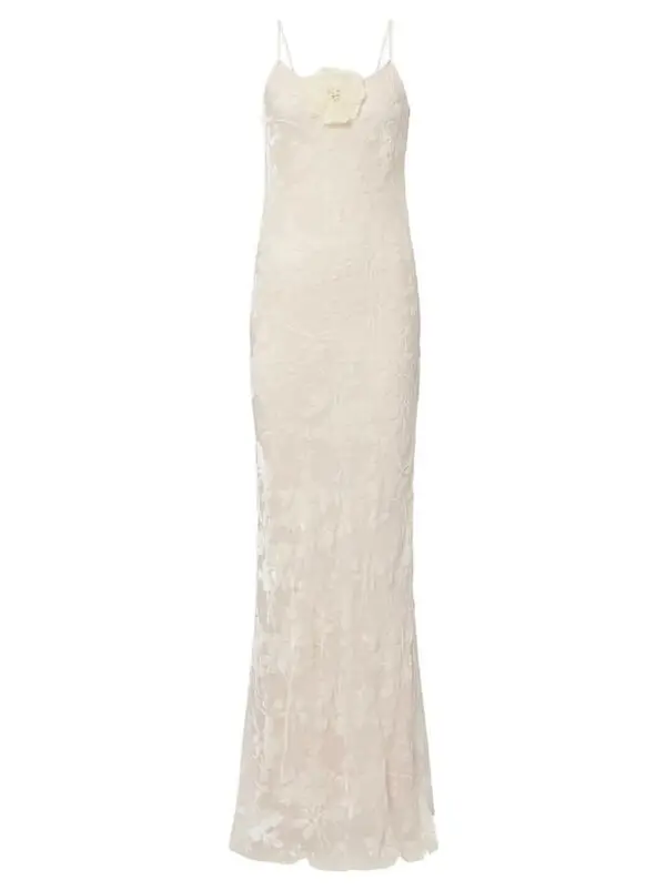 RODARTE Floral Devoré Velvet Gown - White