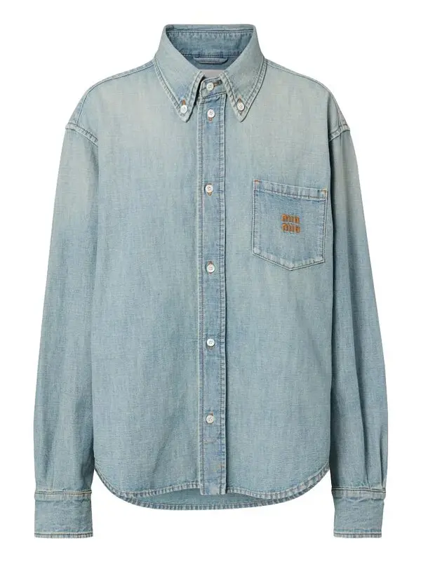 Miu Miu Logo Chambray Shirt - Blue