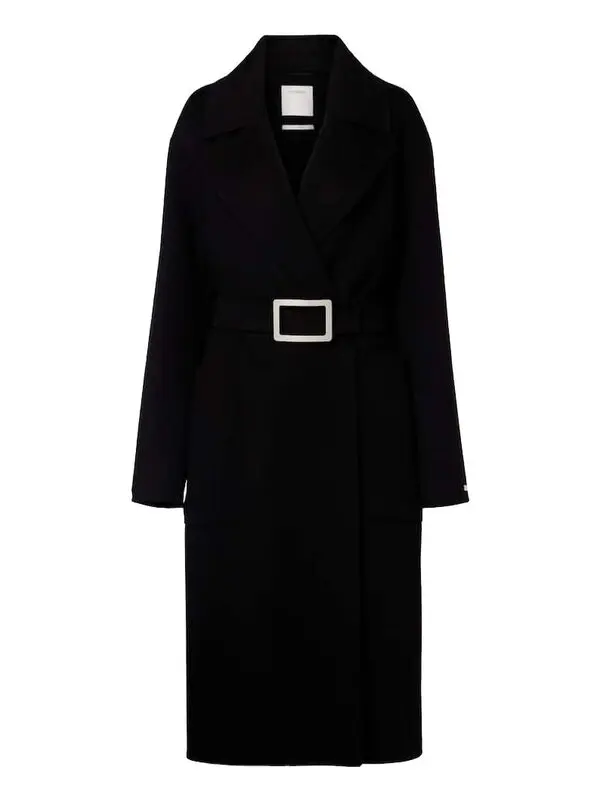 Sportmax Belted Virgin Wool Wrap Coat - Black