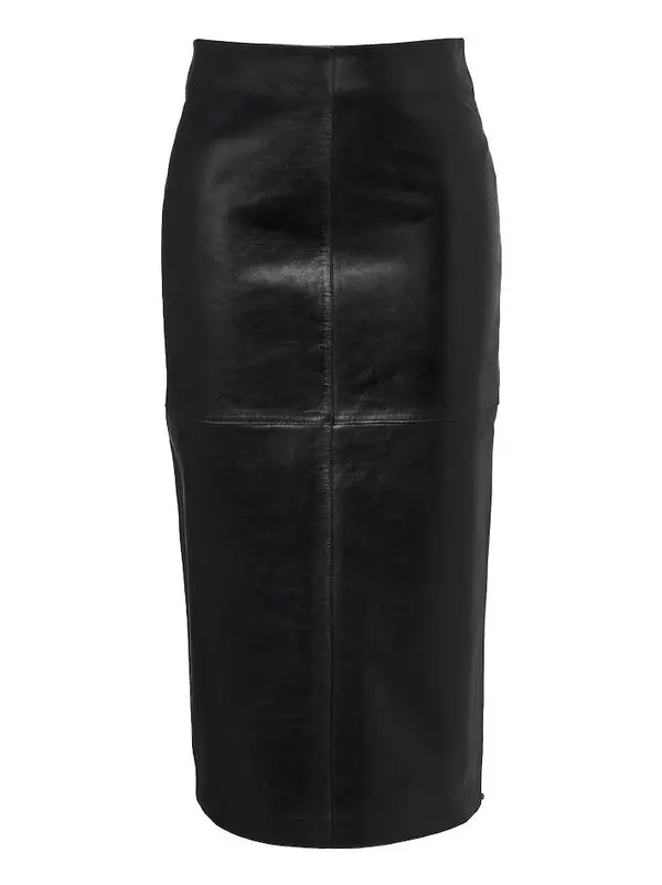 Sportmax Leather Pencil Skirt - Black