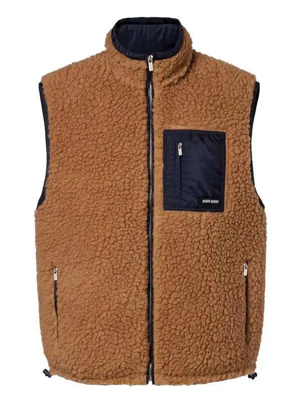 Miu Miu Wool-blend Teddy Down Vest - Brown
