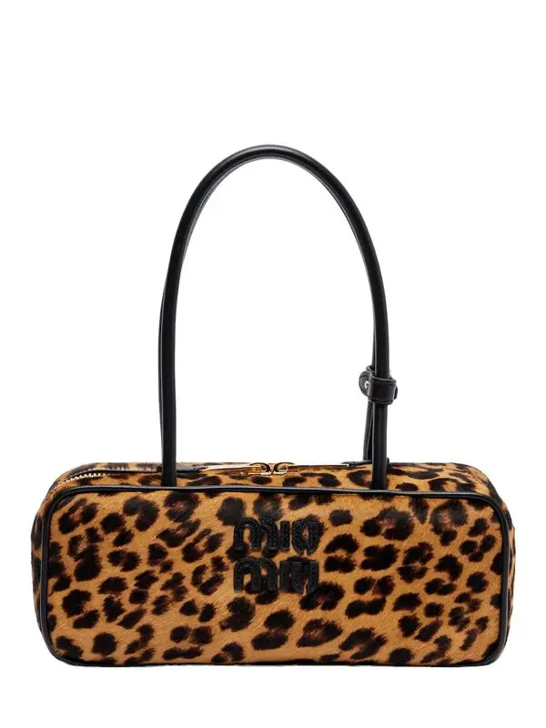 Miu Miu Leopard-print Calf Hair Shoulder Bag - Brown