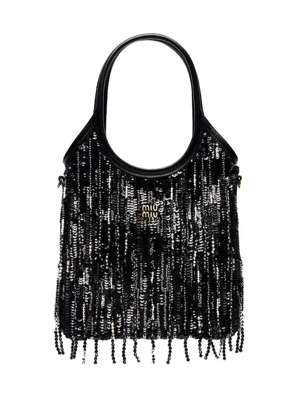 Miu Miu Ivy Medium Embellished Tote - Black