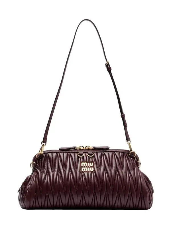 Miu Miu Matelassé Leather Clutch - Burgundy