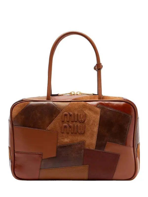 Miu Miu Patchwork Leather Tote - Brown