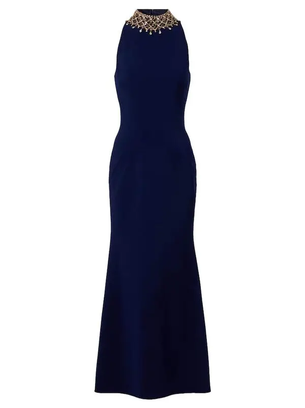 Jenny Packham Pechora Crystal-embellished Gown - Blue
