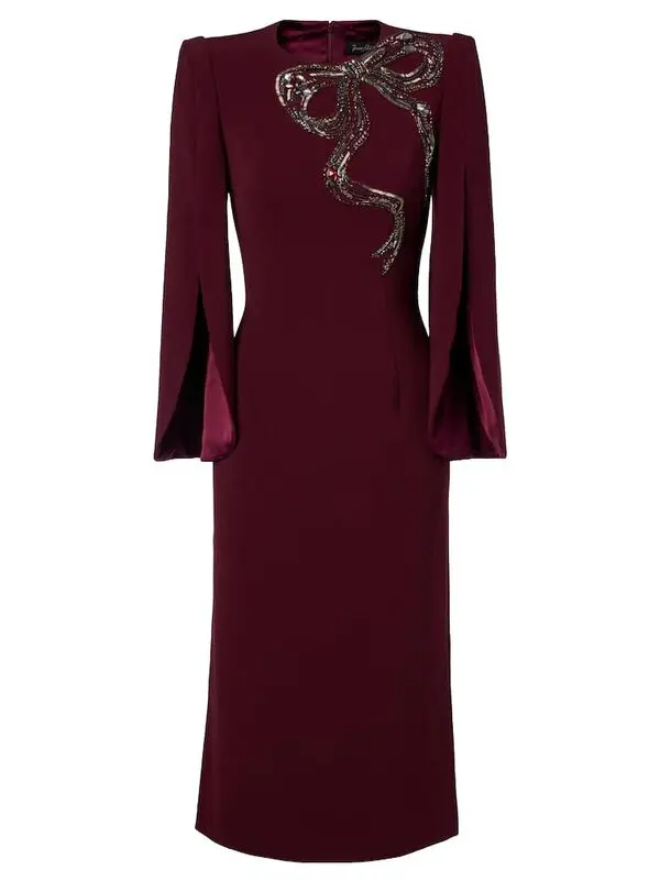 Jenny Packham Love Beaded Crêpe Midi Dress - Burgundy