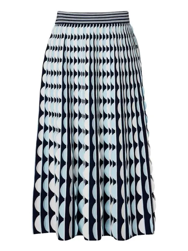 Simkhai Micah Knitted Scalloped Midi Skirt - Blue