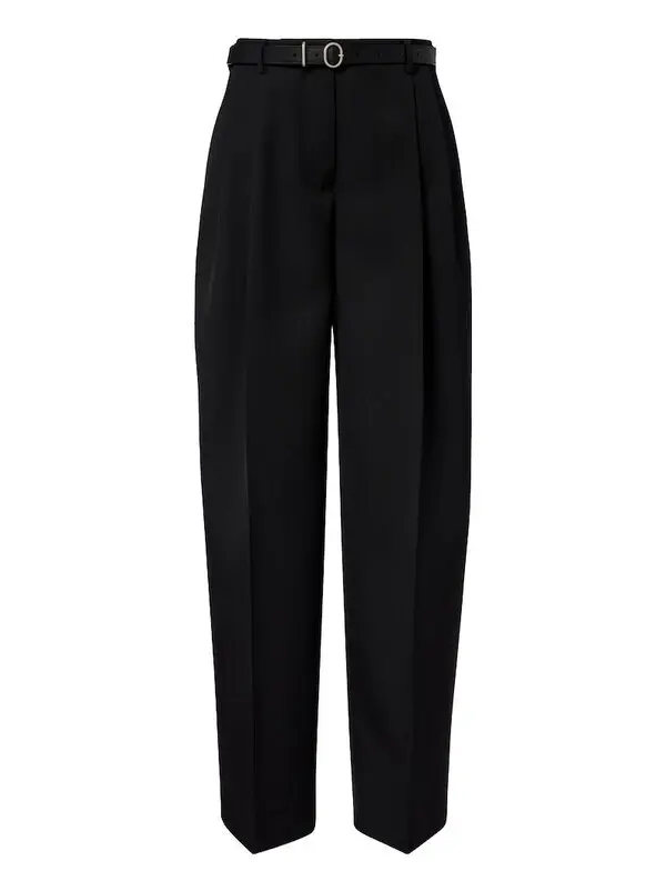 JIL SANDER Wool Wide-leg Trousers - Black