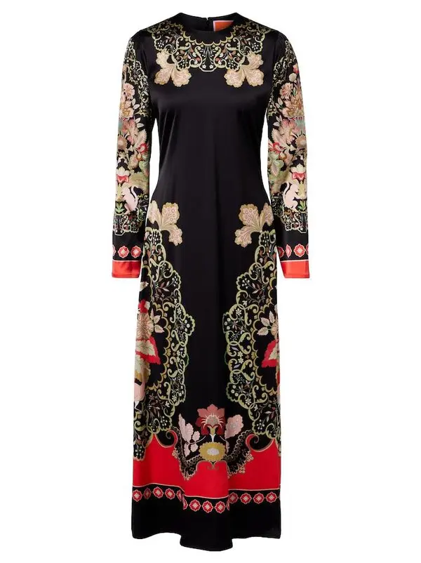 La DoubleJ Cornucopia Placée Ruffled Midi Dress - Black