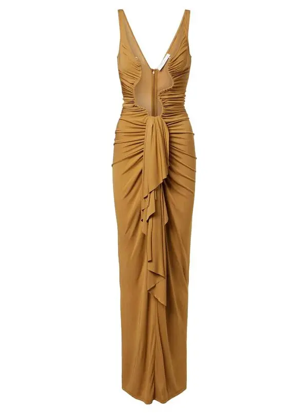 Christopher Esber Salacia Cutout Draped Maxi Dress - Beige