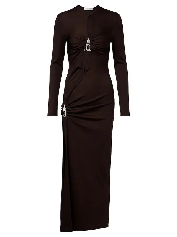 Christopher Esber Cutout Ribbed-knit Midi Dress - Brown