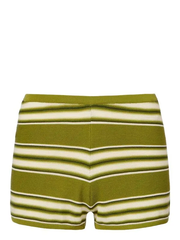Faithfull The Brand Playa Striped Cotton-blend Shorts - Green