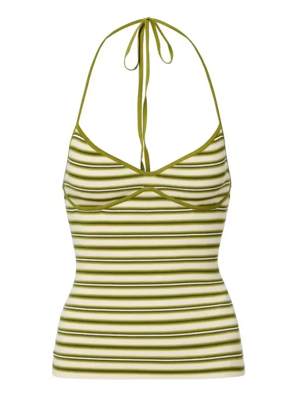 Faithfull The Brand Citara Striped Halterneck Top - Green