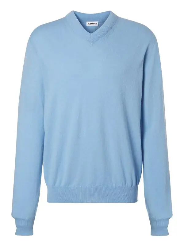 JIL SANDER Wool V-neck Sweater - Blue