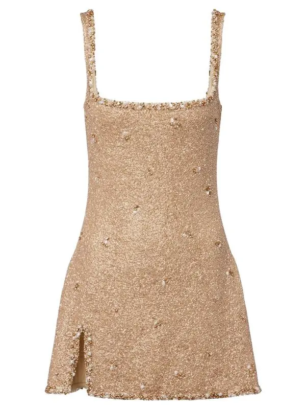 CLIO PEPPIATT Athena Embellished Mini Dress - Gold