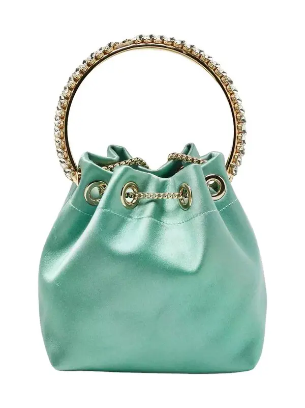 JIMMY CHOO Bon Bon Crystal-embellished Bucket Bag - Green