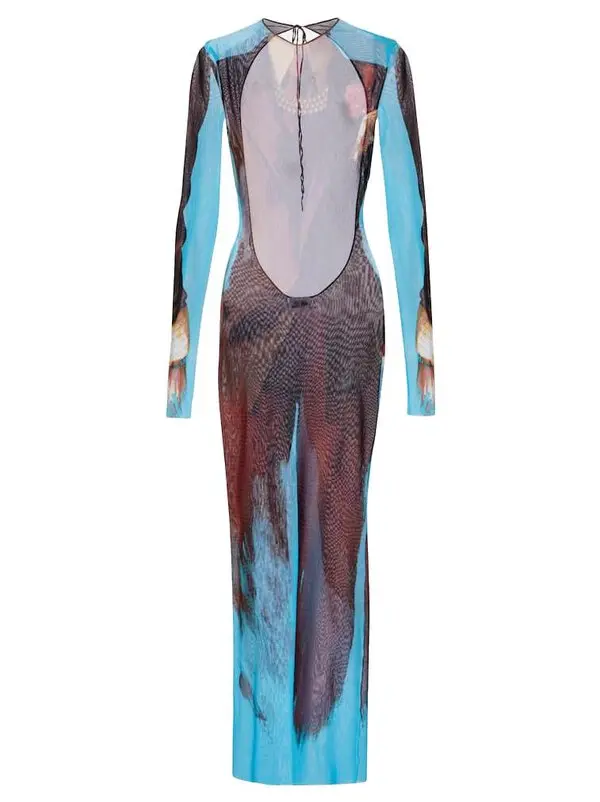 Jean Paul Gaultier Printed Sheer Maxi Dress - Multicoloured