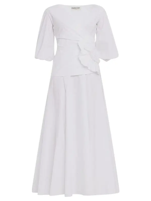 Chiara Boni La Petite Robe Flower-embellished Stretch Cotton Maxi Dress - Bianco
