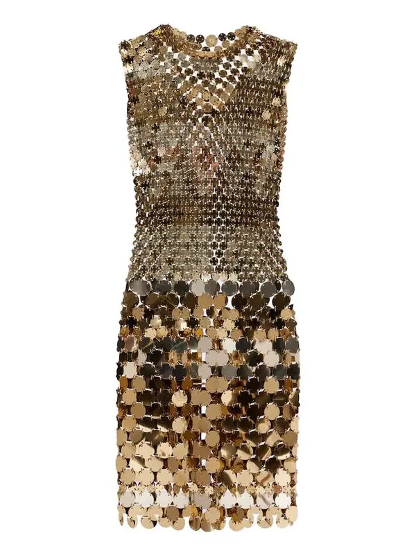Rabanne Sparkle Disc Mini Dress - Gold