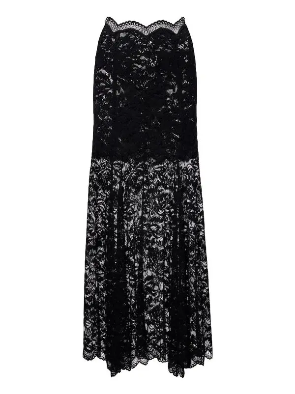 Rabanne Floral Lace Maxi Skirt - Black