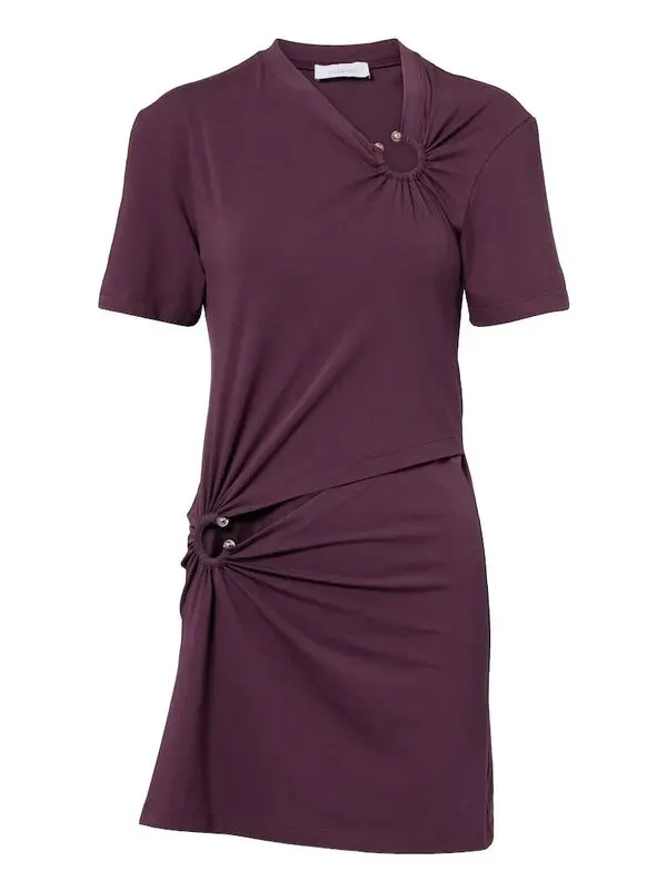 Rabanne Cutout Cotton-blend Jersey Minidress - Burgundy