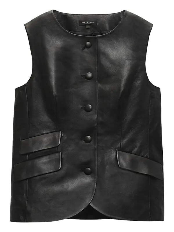 Rag & Bone Slade Leather Vest - Black