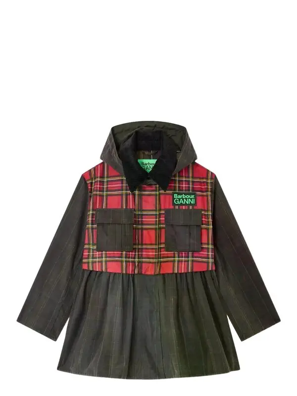 GANNI X Barbour Tartan Peplum Coat - Green