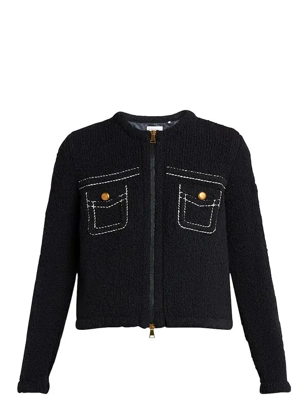 Moncler Wool Zip Cardigan - Navy