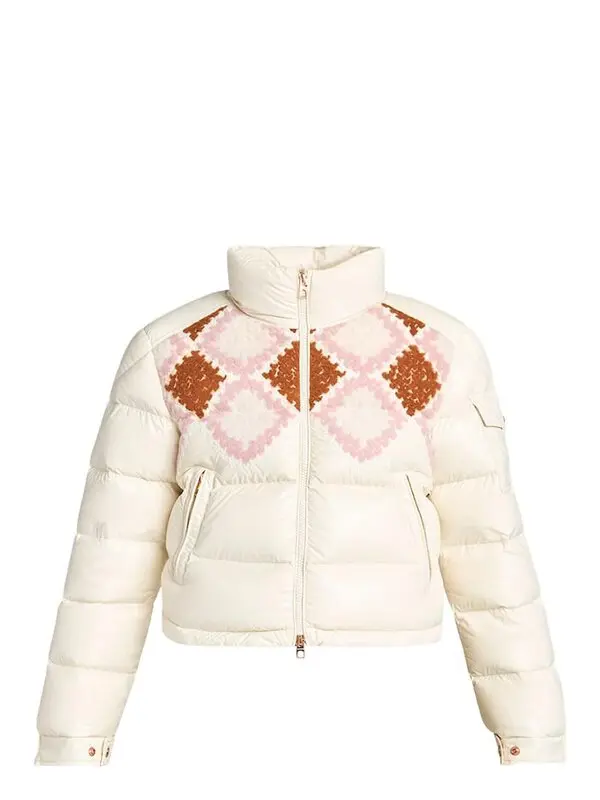 Moncler Megara Embroidered Down Puffer Jacket - Beige